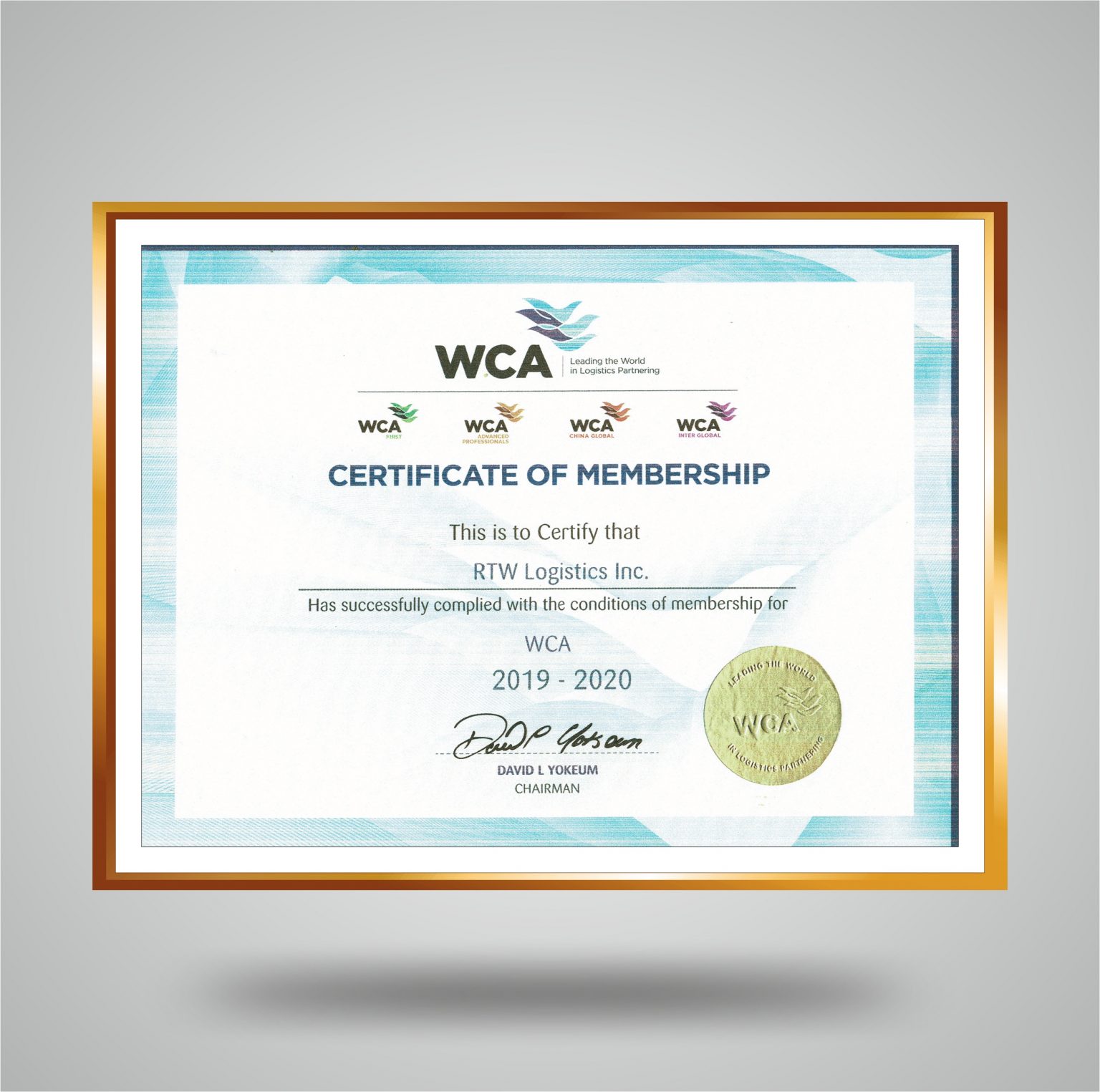 Our Certificates - RTW Logistics